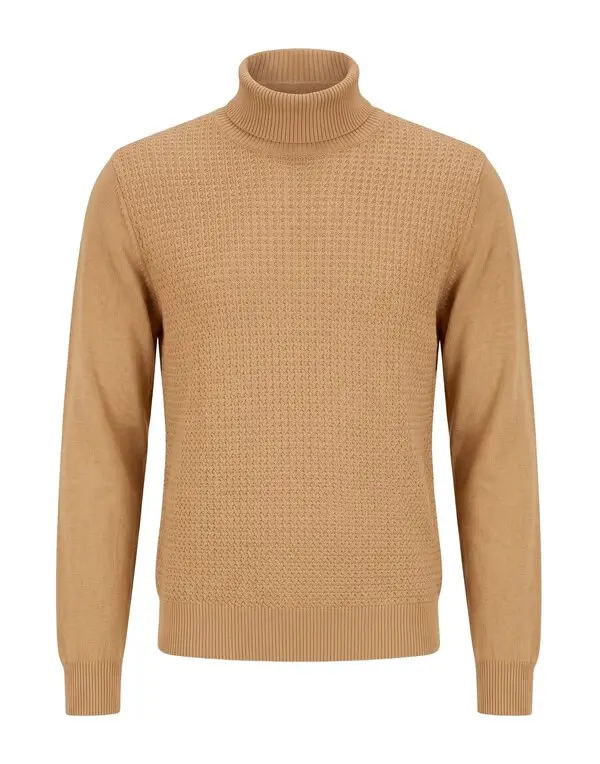 MANUEL RITZ Turtleneck Sand Size Wool, Acrylic