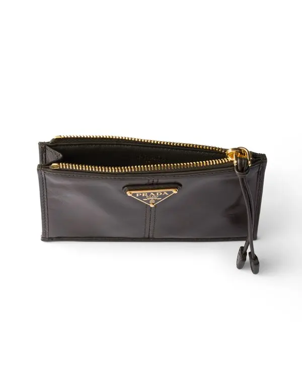 Prada Leather Card Holder With Zipper