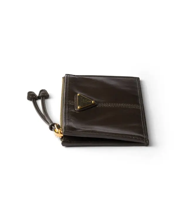 Prada Leather Card Holder With Zipper
