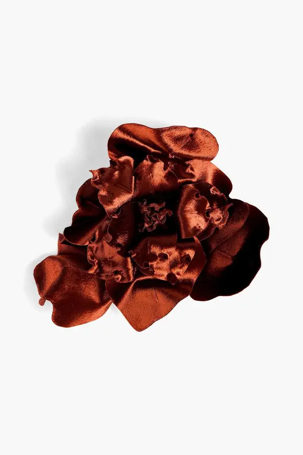 Zimmermann Floralappliquéd Velvet Brooch - Brick