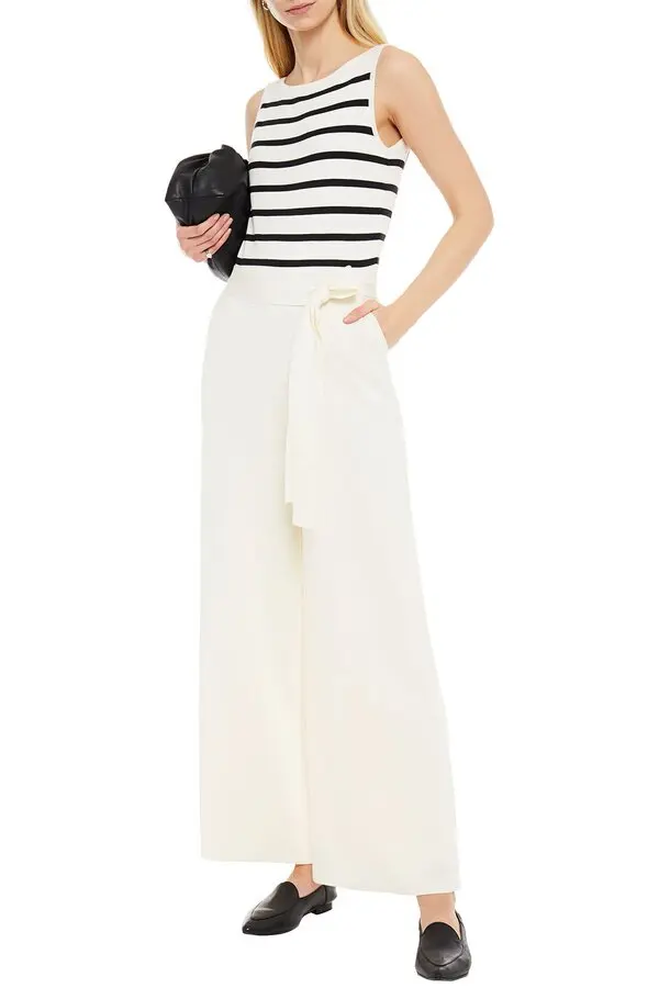 Loro Piana Maya Bay Belted Striped Silk And Cotton-blend Jumpsuit