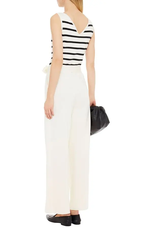 Loro Piana Maya Bay Belted Striped Silk And Cotton-blend Jumpsuit