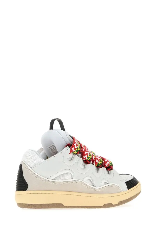 LANVIN Multicolor Leather And Fabric Curb Sneakers