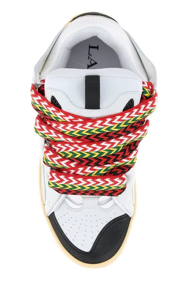 LANVIN Multicolor Leather And Fabric Curb Sneakers