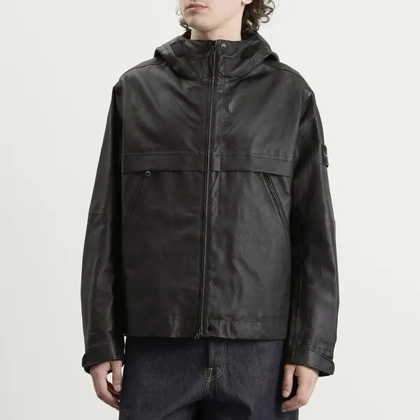 Stone Island Leather Organza Hooded Jacket