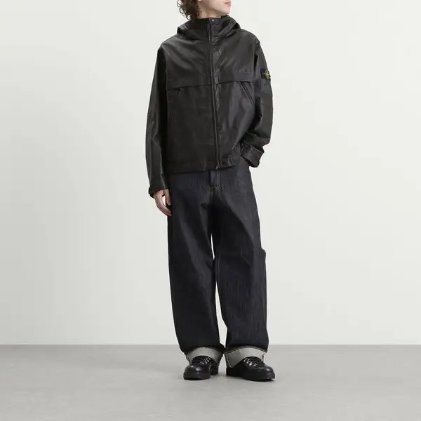 Stone Island Leather Organza Hooded Jacket