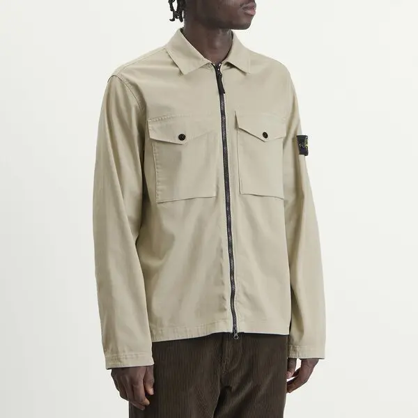 Stone Island Organic Cotton Sateen Zip Shirt Jacket