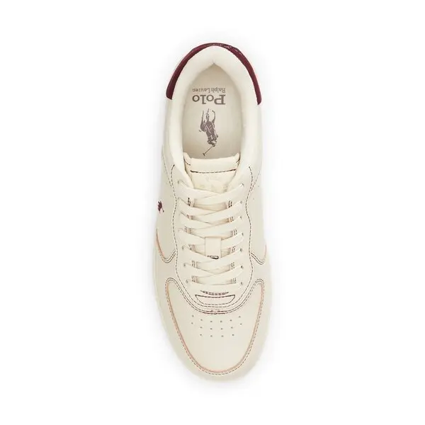 Ralph Lauren Masters Court Leather Sneakers - Ecru/wine