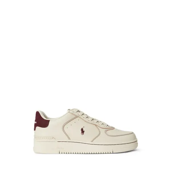 Ralph Lauren Masters Court Leather Sneakers - Ecru/wine