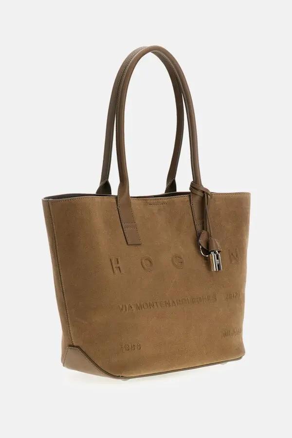 Hogan Suede Shopping Bag With Embossed Logo