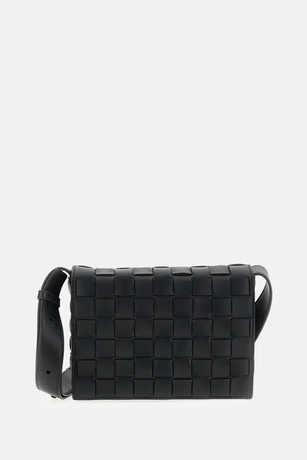 Bottega Veneta Woven Leather Messenger Bag - Nero