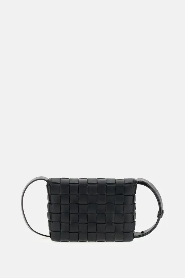 Bottega Veneta Woven Leather Messenger Bag - Nero