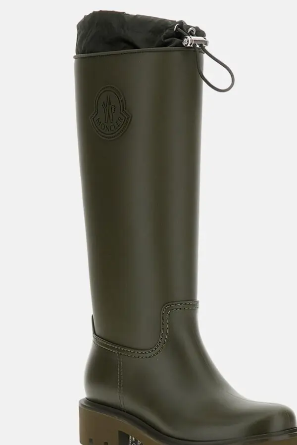 Moncler Knee High Rain Boots With Drawstring - Verde