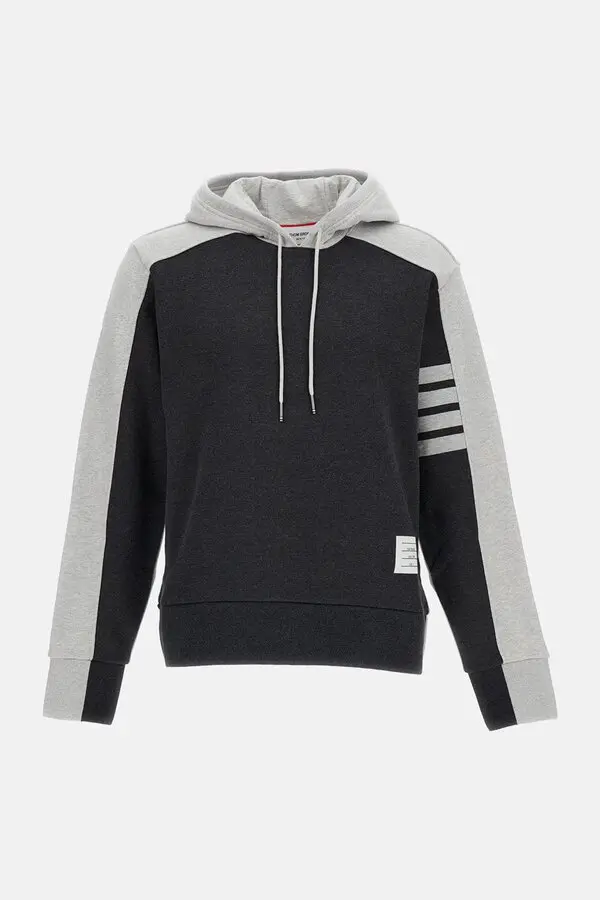 Thom Browne 4-bar Colorblock Hoodie - Grey