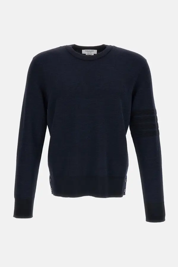 Thom Browne Maglia Ottoman Milano Stitch 4-bar Bomber - Blu
