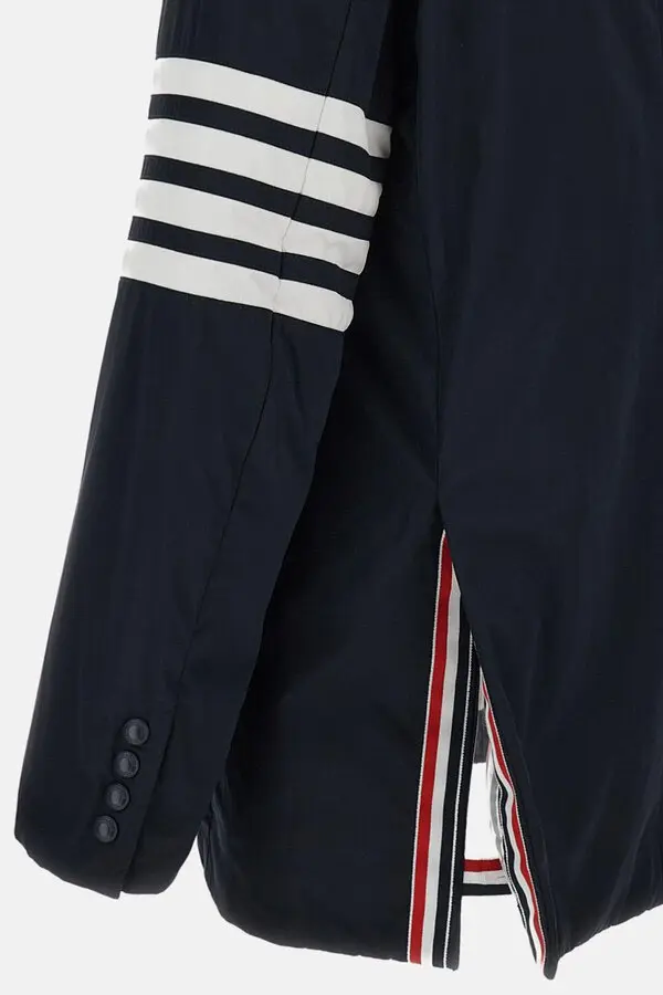 Thom Browne Poly Tech Padded Overcoat With 4-bar Detail - Blu