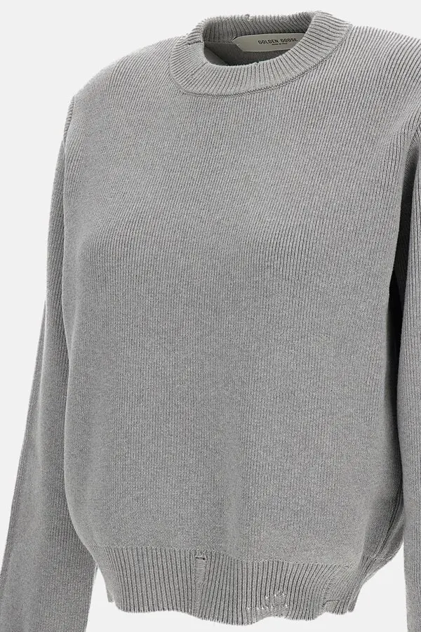 GOLDEN GOOSE Distressed Cotton Crewneck Sweater