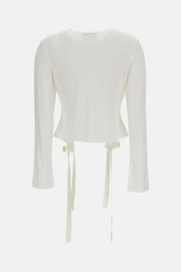 Simone Rocha Long Sleeve T-shirt With Bow Detail - Bianco