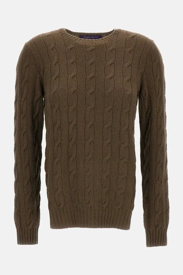 Ralph Lauren Maglia Girocollo A Trecce - Marrone