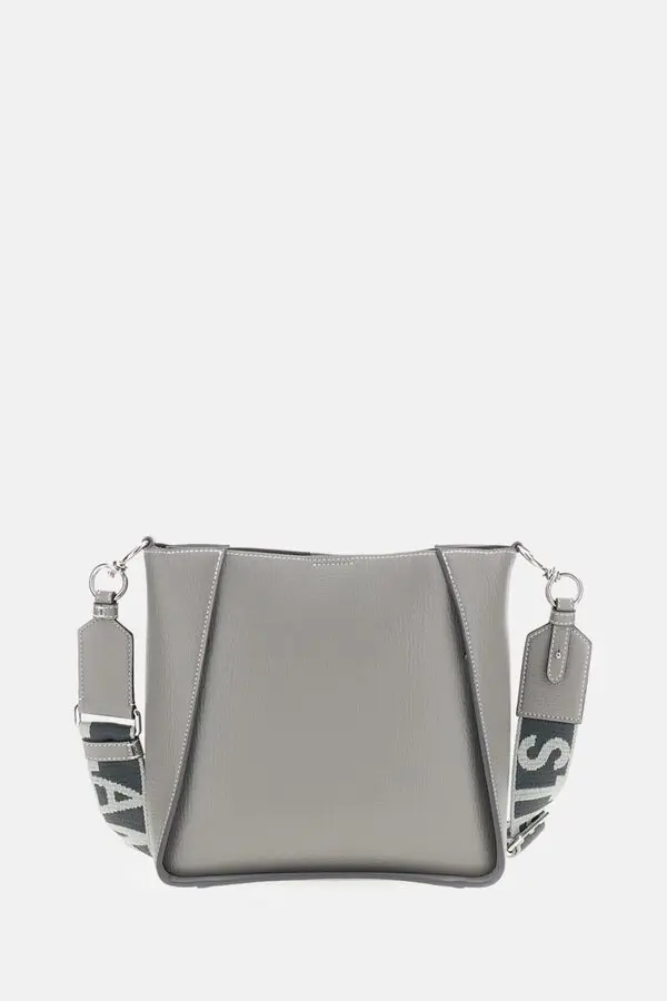 Stella McCartney Logo Crossbody Bag With Grainy Strap - Grigio