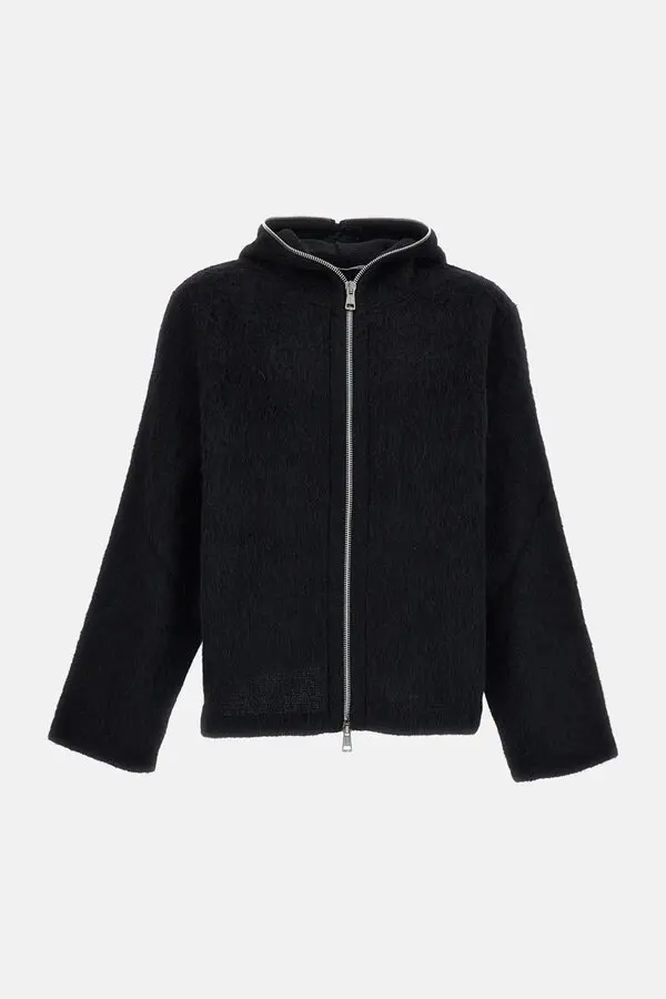 Our Legacy Full-zip Wool Blend Hooded Sweater - Nero