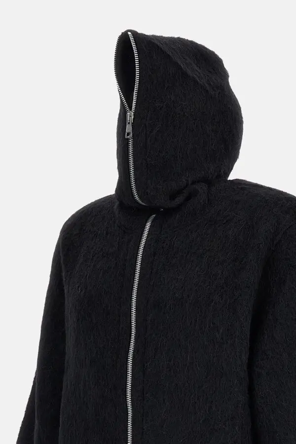 Our Legacy Full-zip Wool Blend Hooded Sweater - Nero
