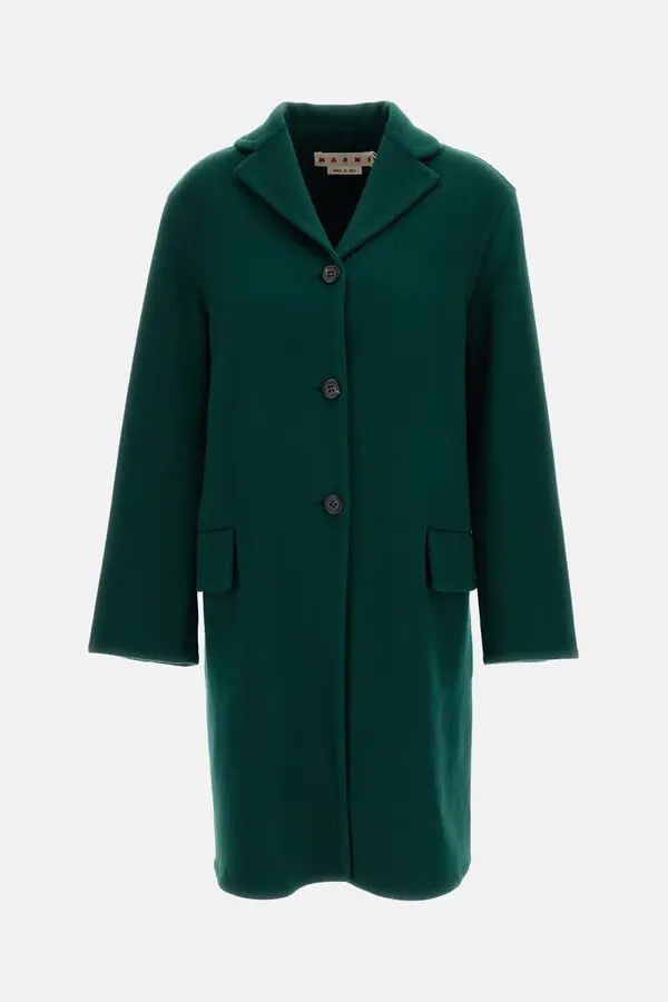 Marni Wool And Cashmere Single-breasted Coat - Verde