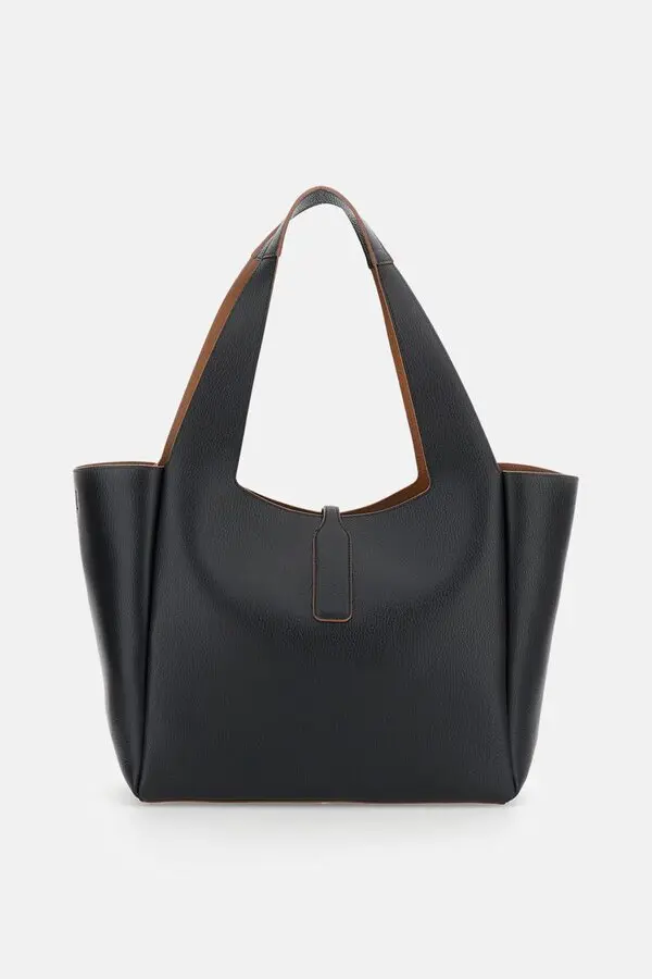 Hogan Leather Tote Bag With Embossed Logo Pendant