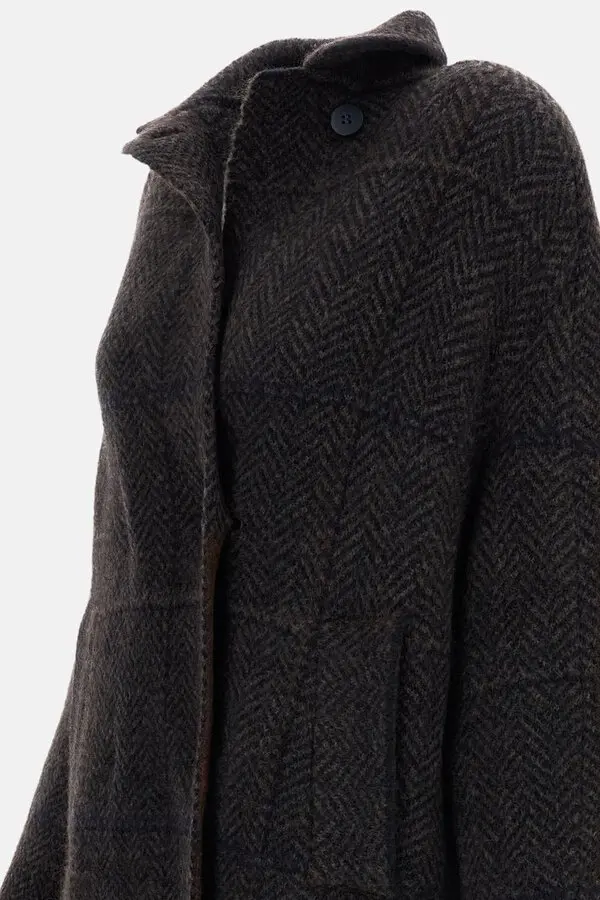 BOBOUTIC Double-breasted Mélange Yarn Coat
