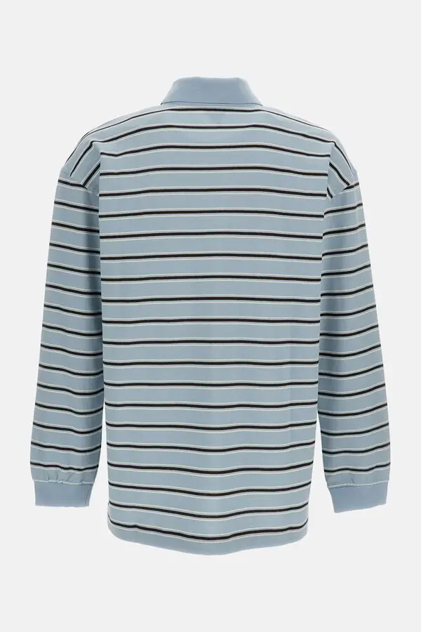 Bottega Veneta Striped Polo - Sky Blue