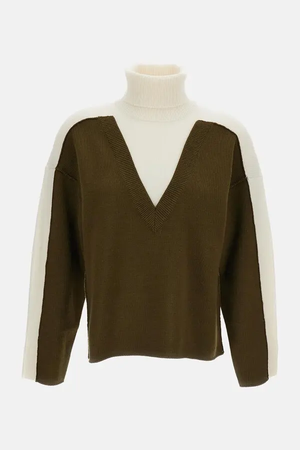 MAISON MARGIELA Wool Color-block Turtleneck Sweater - Multicolore