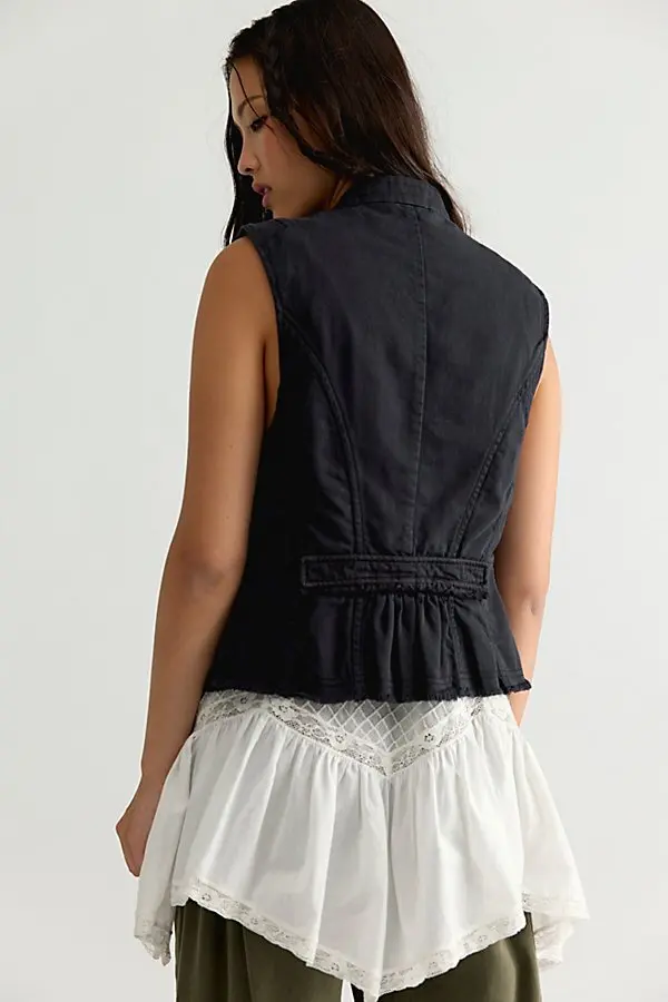 Free People Hearts On Fire Band Vest - Black
