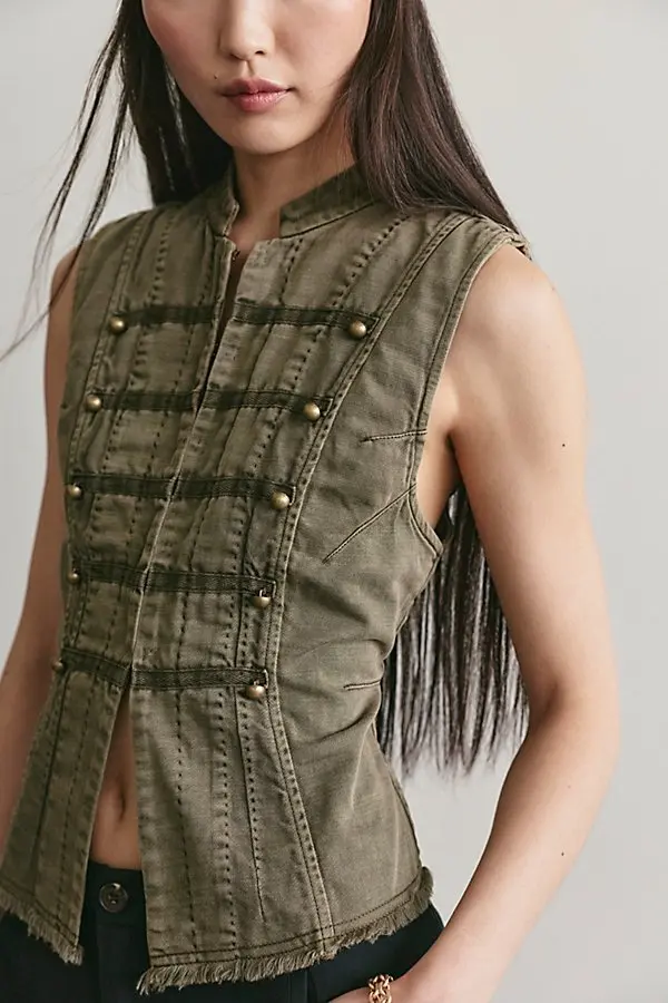 Free People Hearts On Fire Band Vest - Sealion