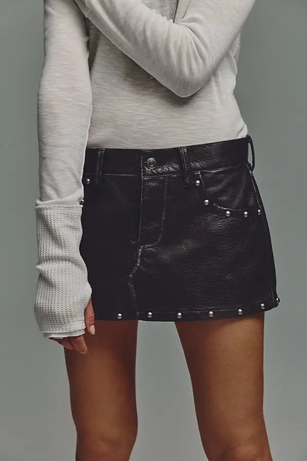 Free People We The Free Studded Vegan Leather Mini Skirt