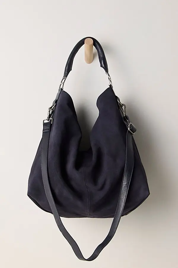 Free People Suzie Suede Slouchy Tote Bag - Charcoal