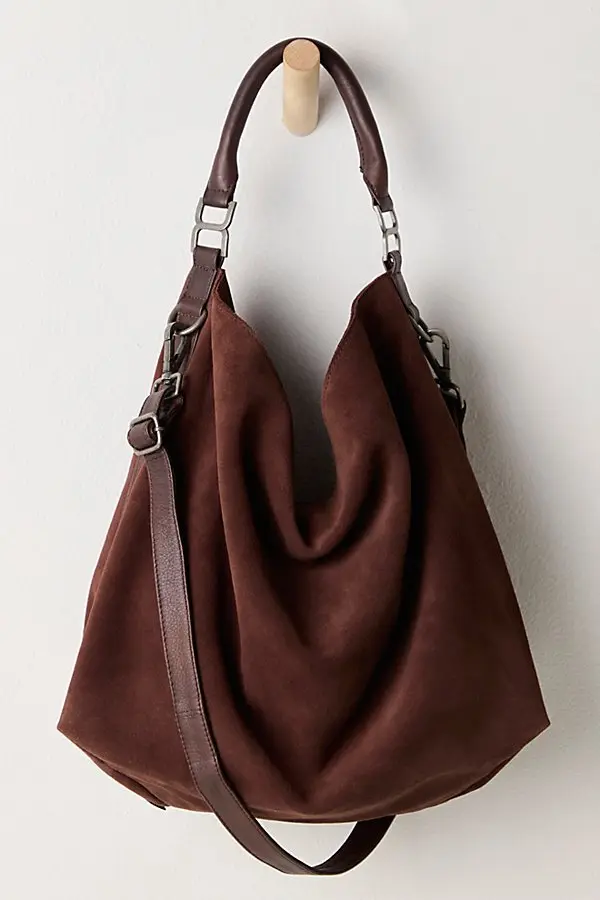 Free People Suzie Suede Slouchy Tote Bag - Espresso