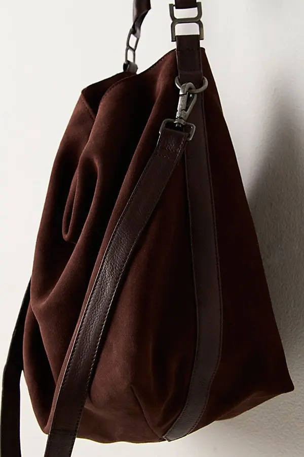 Free People Suzie Suede Slouchy Tote Bag - Espresso