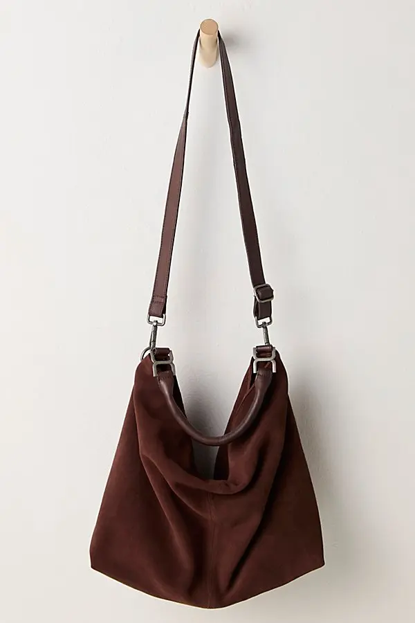 Free People Suzie Suede Slouchy Tote Bag - Espresso