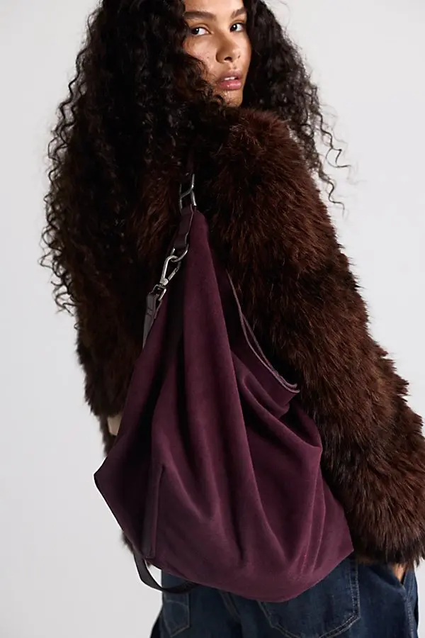 Free People Suzie Suede Slouchy Tote Bag - Fig