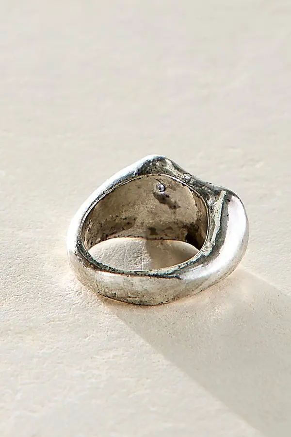 Free People Etta Pinky Ring - Silver/peridot