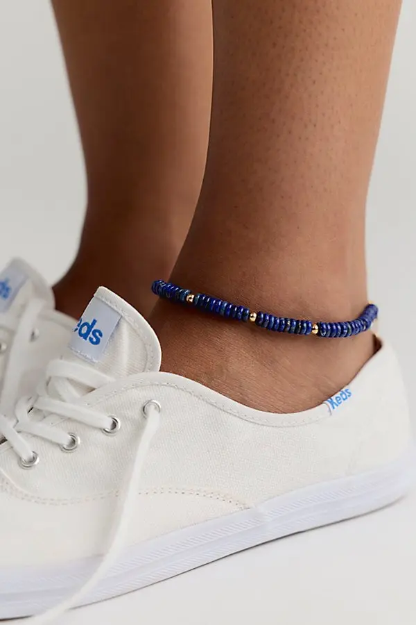 ALV X Free-est Lapis Lazuli And Gold Bead Anklet - Lapis/gold