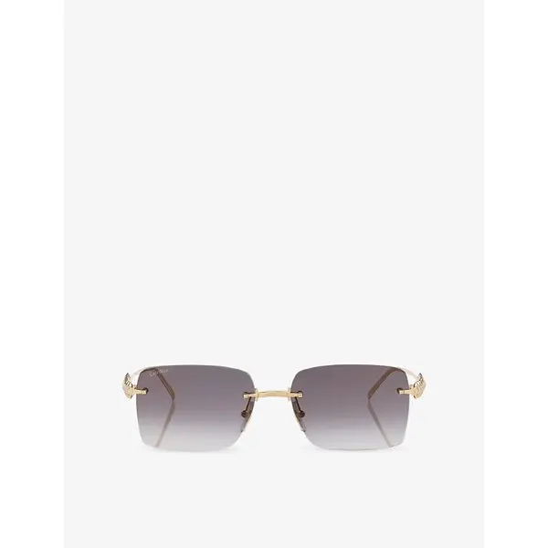 Cartier Rimless Rectangle Metal Sunglasses - Gold