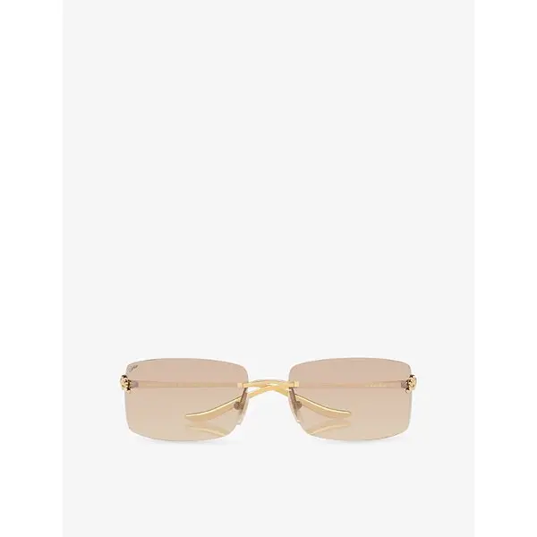 Cartier Rimless Rectangle Metal Sunglasses
