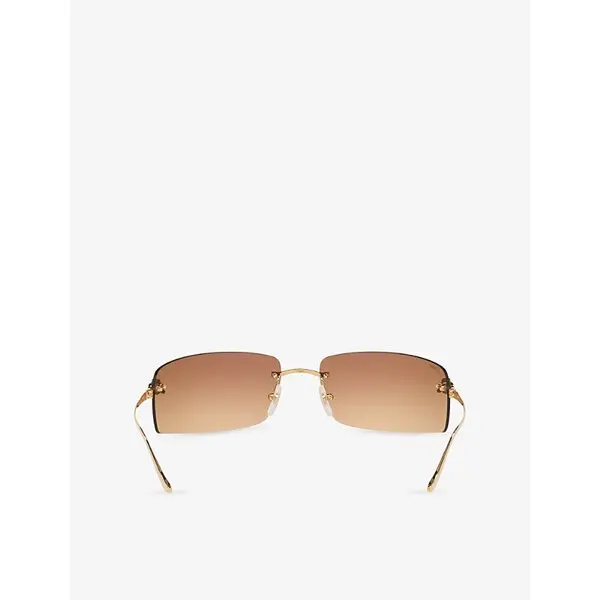 Cartier Rimless Rectangle Metal Sunglasses