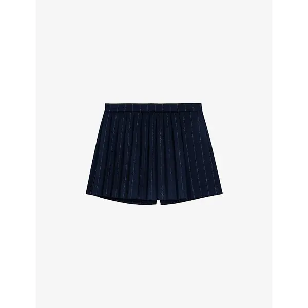 Maje Fine-stripe Tailored Wool-blend Shorts