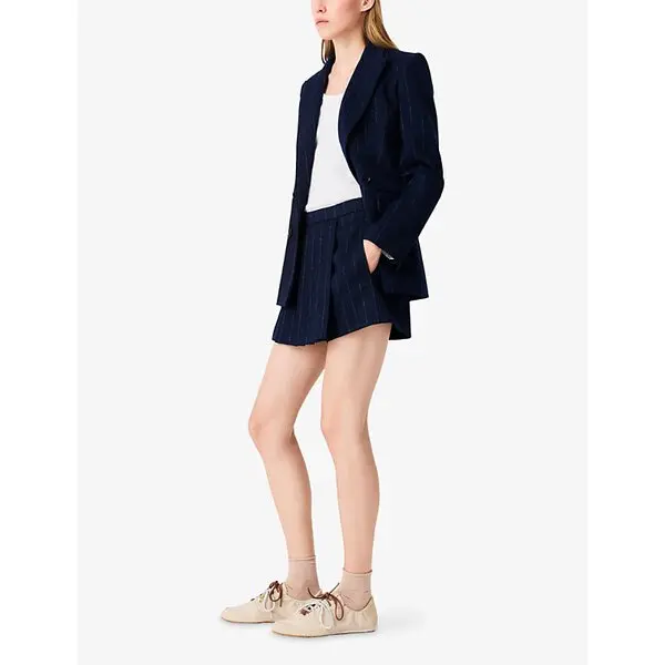 Maje Fine-stripe Tailored Wool-blend Shorts