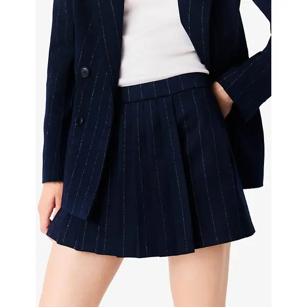 Maje Fine-stripe Tailored Wool-blend Shorts