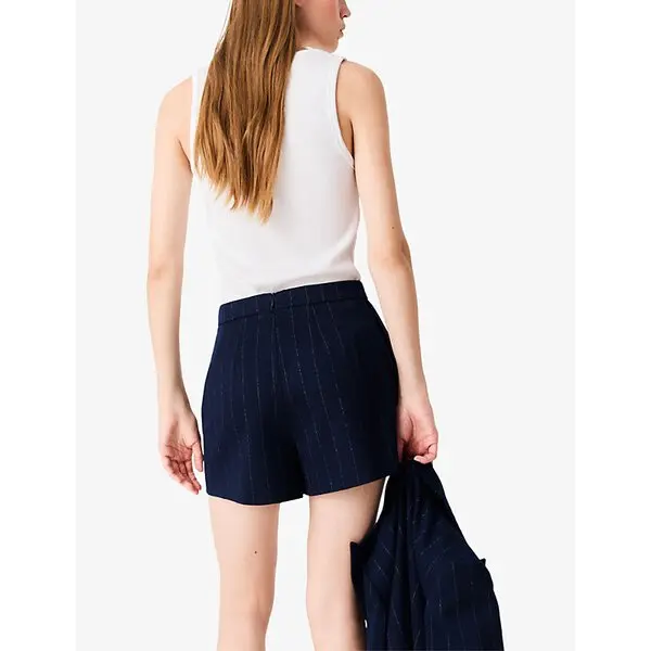 Maje Fine-stripe Tailored Wool-blend Shorts