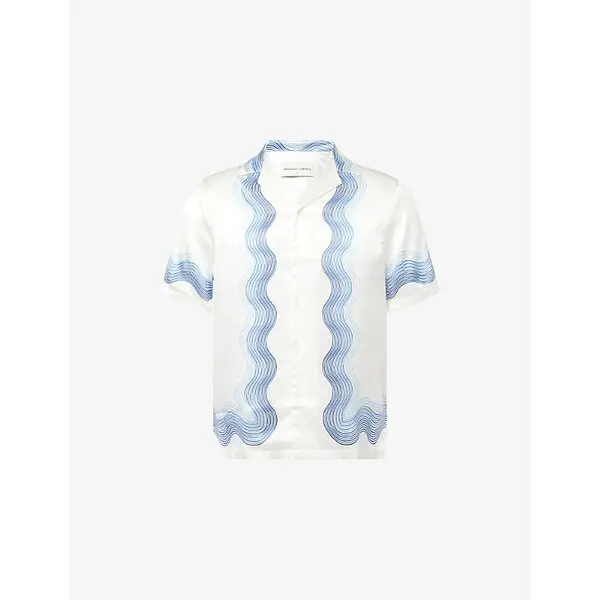 Frescobol Carioca Roberto Short-sleeve Silk Shirt - Navy