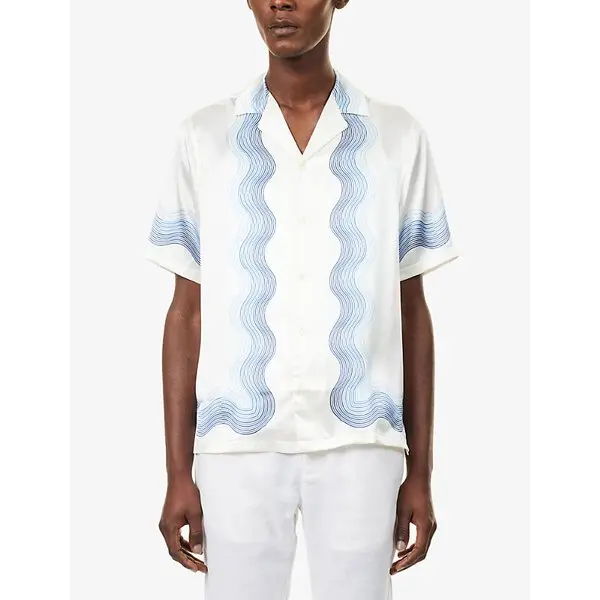Frescobol Carioca Roberto Short-sleeve Silk Shirt - Navy